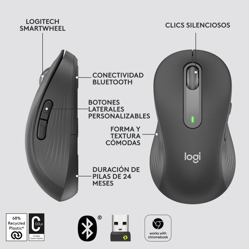 Logitech Signature M650 L souris optique sans fil gaucher gaucher ...