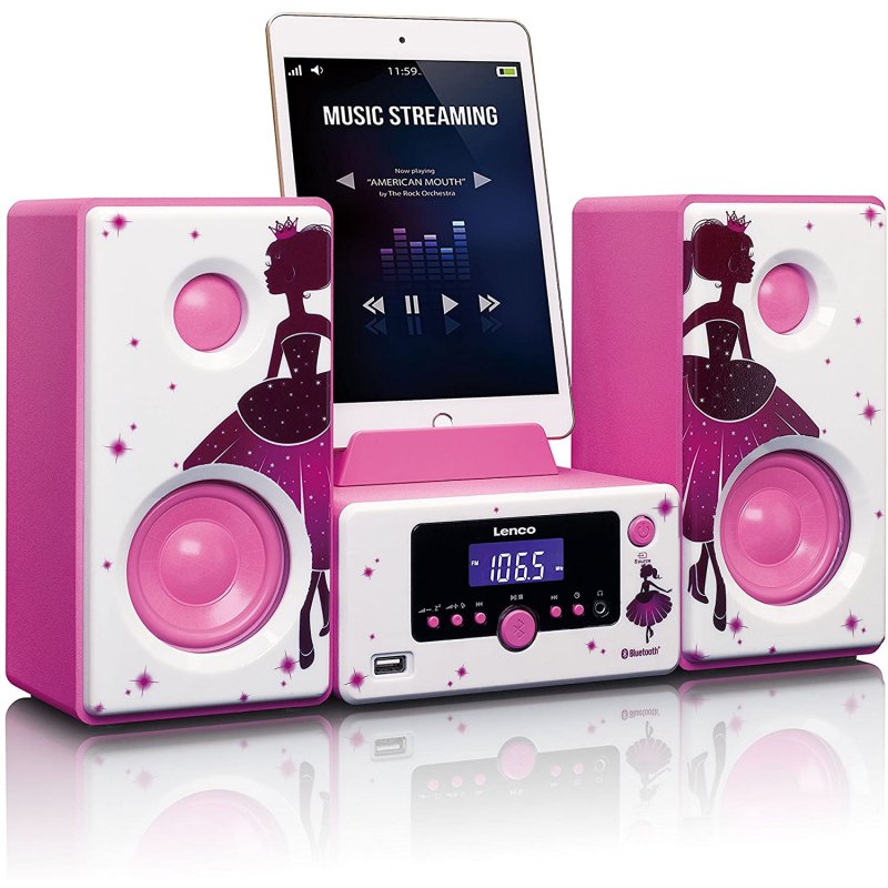 Lenco MC-020 Princess Aparelhagem Bluetooth Rosa | PcComponentes.pt