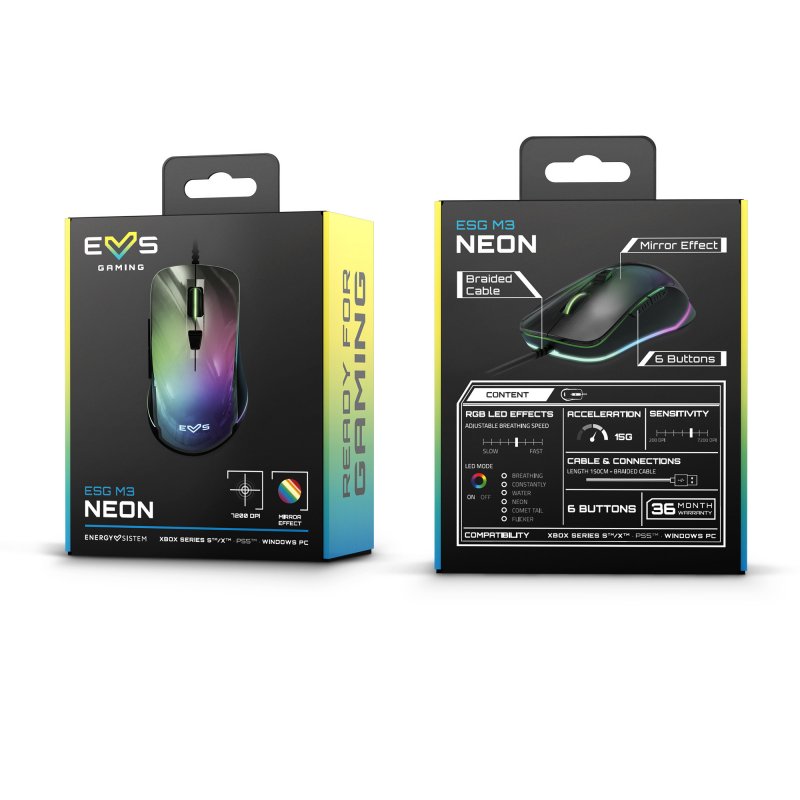 Energy Sistem ESG M3 Neon Ratón Gaming RGB 7200 DPI Negro ...
