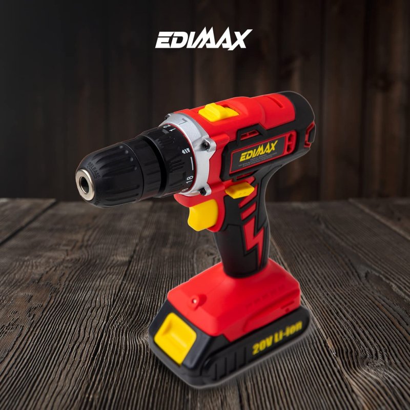 Edimax Taladro Percutor Atornillador a Batería 20V + 2 Baterías 1300mAh ...