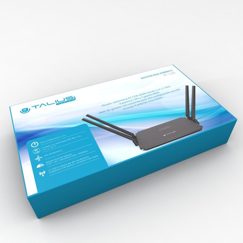 Talius RT-1200 Router Inalámbrico WiFi AC 1200Mbps 4 puertos ...