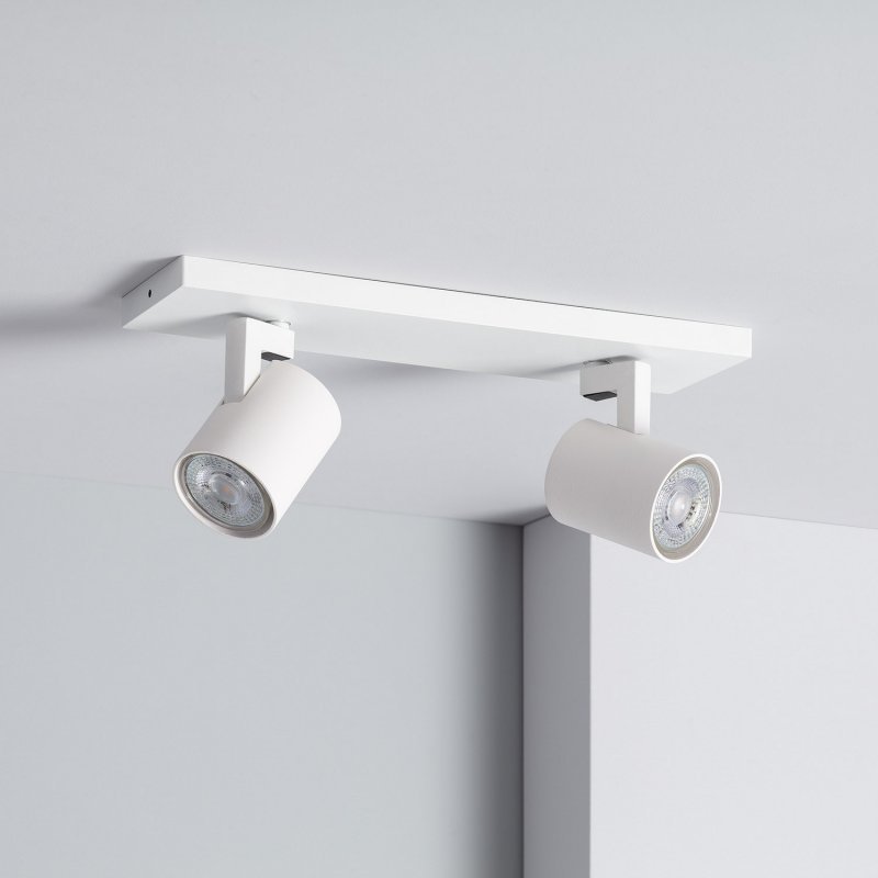 Efectoled Foco Portalámparas Doble De Superficie Direccionable De Aluminio Gylu Para Bombilla ...