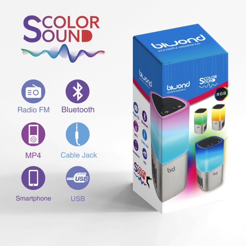 Biwond ColorSound Coluna Bluetooth RGB Prateada | PcComponentes.pt