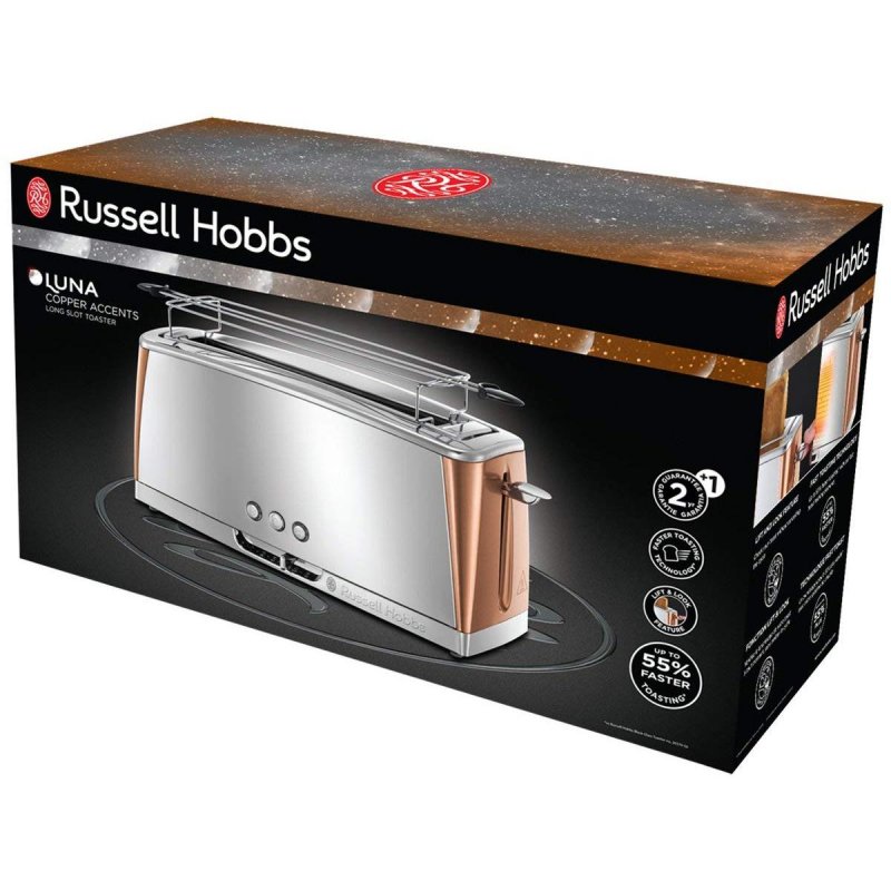 Russell Hobbs Luna Copper Tostador Ranura Larga 1420W | PcComponentes.com