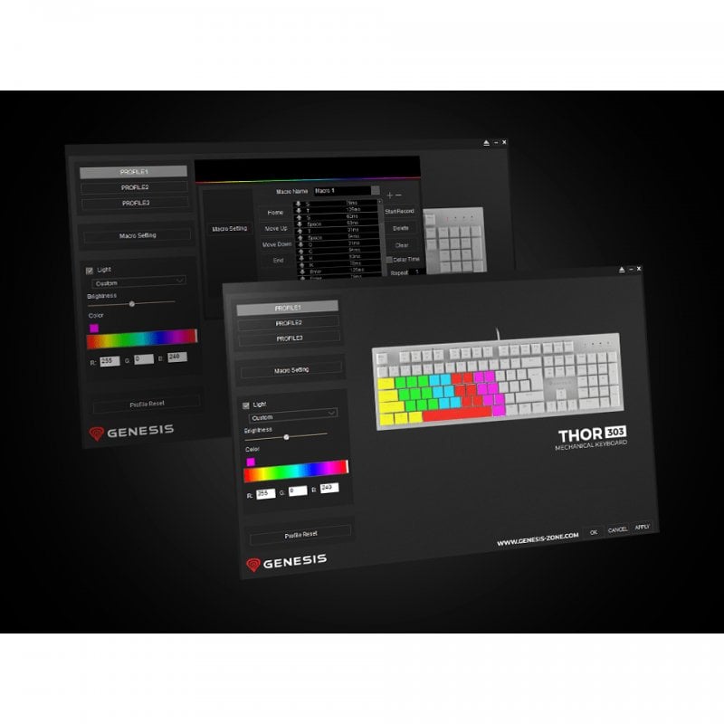 Genesis Thor 303 Teclado Mecânico Gaming RGB Switches Castanhos Branco ...