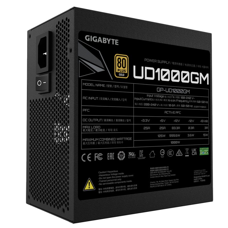 Gigabyte UD1000GM 1000W 80 Plus Gold Modular | PcComponentes.com