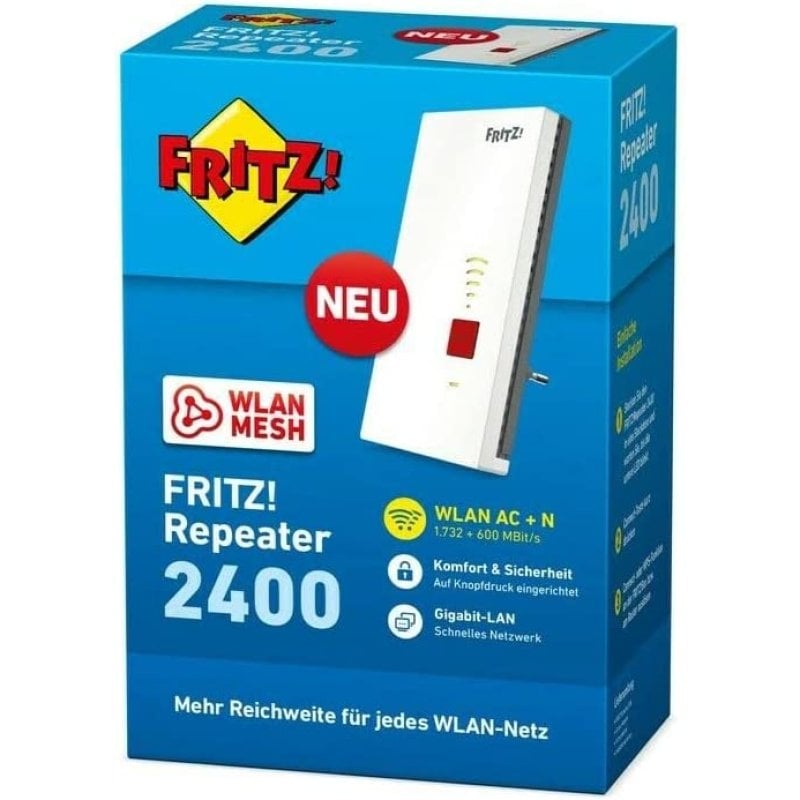 FRITZ!Repeater 2400 Répéteur réseau 1733 Mbit/s Blanc | PcComponentes.fr
