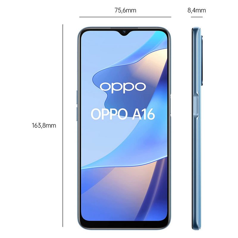 OPPO A16 3/32GB Azul Libre + Cable USB 3.1 Type-C | PcComponentes.com