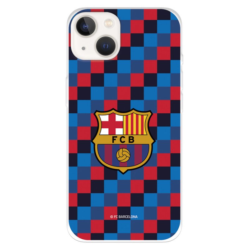 Capa para iPhone 14 FC Barcelona Shield com fundo xadrez Licença ...