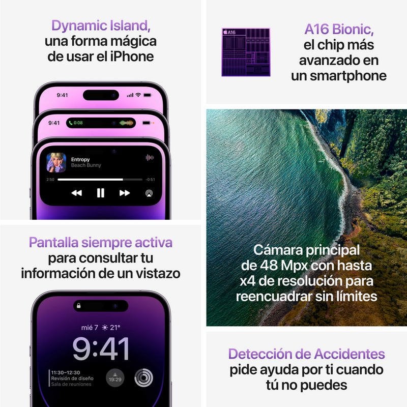 Apple iPhone 14 Pro 256GB Morado Oscuro Libre | PcComponentes.com