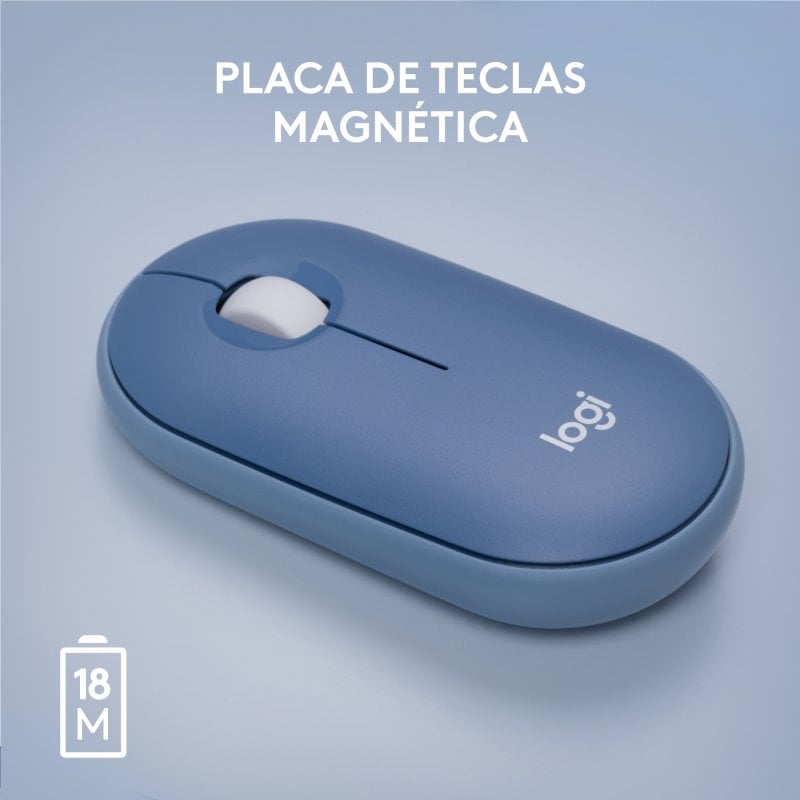 Logitech Pebble M350 Ratón Óptico Inalámbrico Azul Blueberry ...