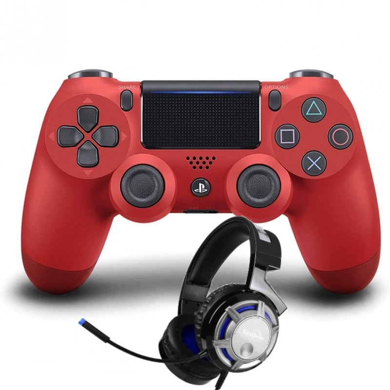 Sony DualShock 4 Rojo + Rainbow Maxsound Auriculares Gaming ...