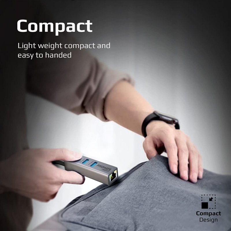 Promate GigaHub-C Hub Adaptador USB-C a Ethernet 3 Puertos USB 3.0 ...