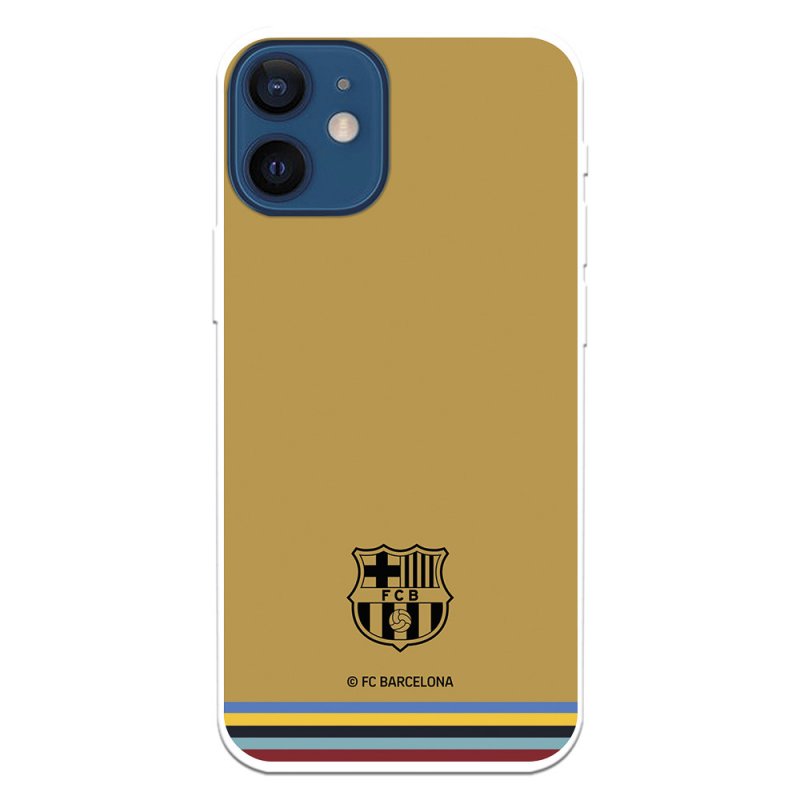 Capa para iPhone 12 Mini do FC Barcelona Escudo Fundo Mostarda Licença ...
