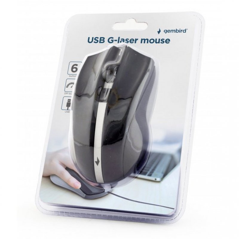 Gembird MUS-GU-02 Ratón Láser Ambidextro 2400DPI Negro | PcComponentes.com