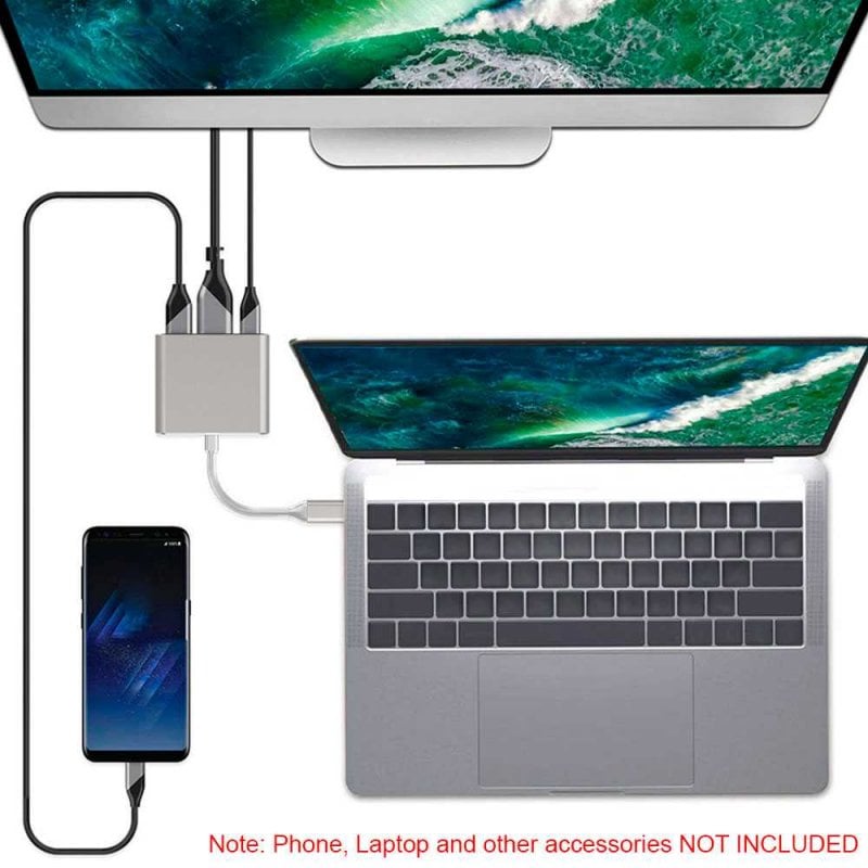 OcioDual Cable Adaptador Multipuerto USB-C a USB 3.0/USB-C/HDMI Blanco ...