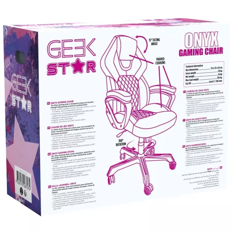 Konix Geek Star Cadeira Gaming Preta/Rosa | PcComponentes.pt