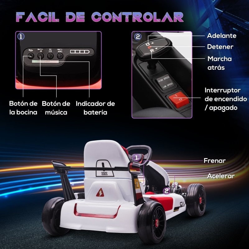 Homcom Go Kart Eléctrico Infantil 12V 4-8 Años | PcComponentes.com