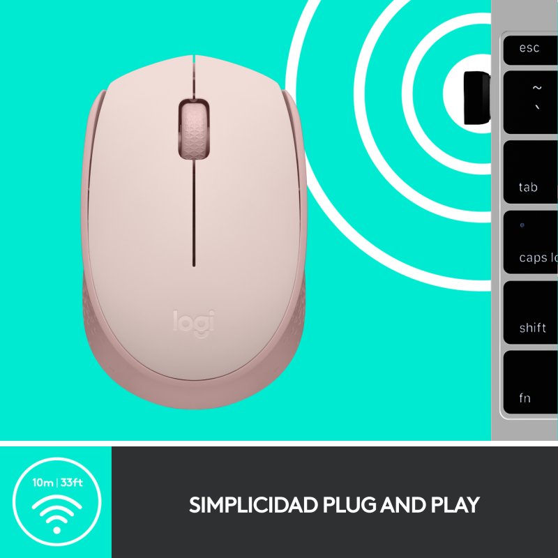 Logitech M171 Ratón Inalámbrico Rosado | PcComponentes.com