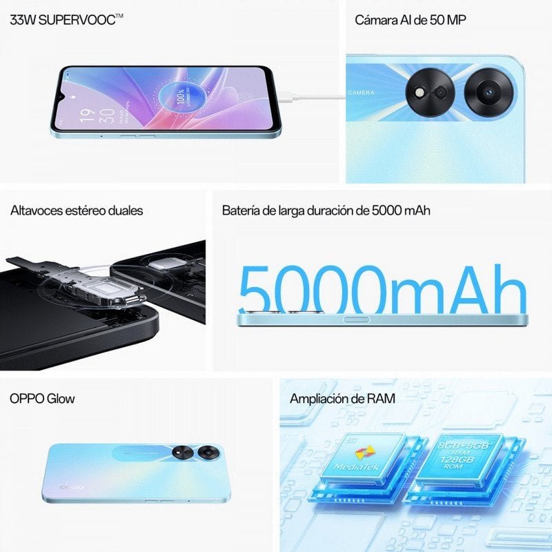 OPPO A78 5G 8/128GB Azul Libre | PcComponentes.com