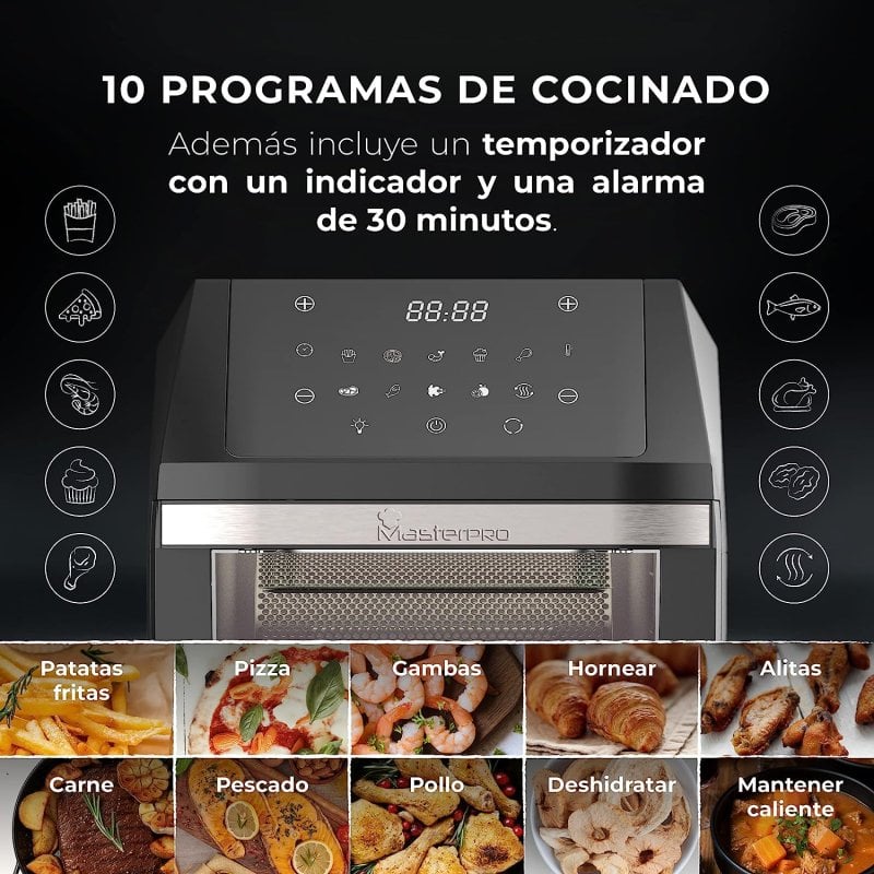 MasterPro Rocket 1100 Freidora de Aire 11L 1800W Negra | PcComponentes.com