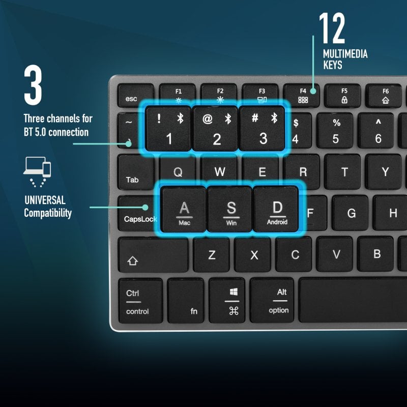 NGS Fortune BT Teclado Inalámbrico Multidispositivo Layout QWERTY PT ...