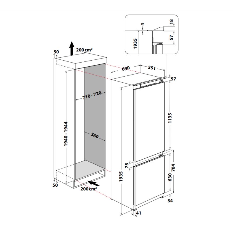 Hotpoint HA SP70 T121 Frigorífico Combinado Encastrável E ...