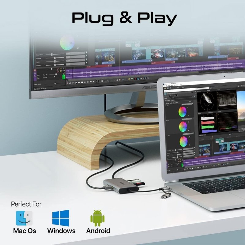 Promate PrimeHub-MST Hub USB-C 9 em 1 Multi-Ecrã HDMI Dual ...