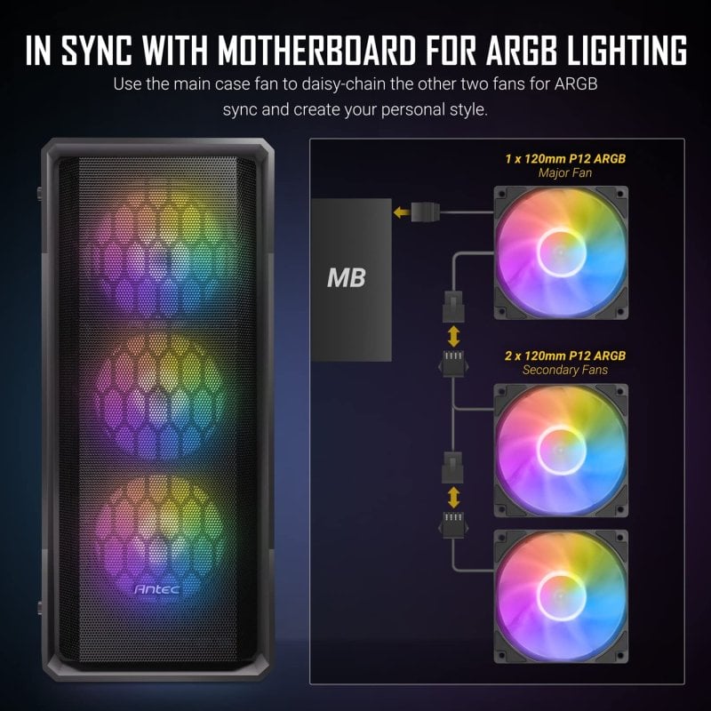 Antec NX360 RGB Midi Tower Cristal Templado USB 3.2 Negro ...