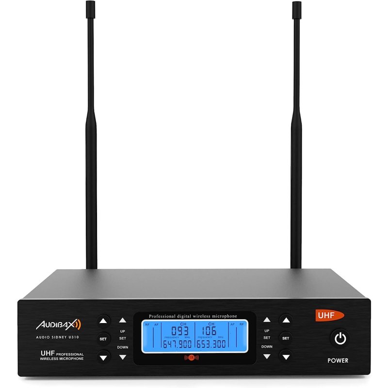 Audibax Sidney U310 Sistema de Micrófono Inalámbrico Dual UHF con Frecuencia Seleccionable ...