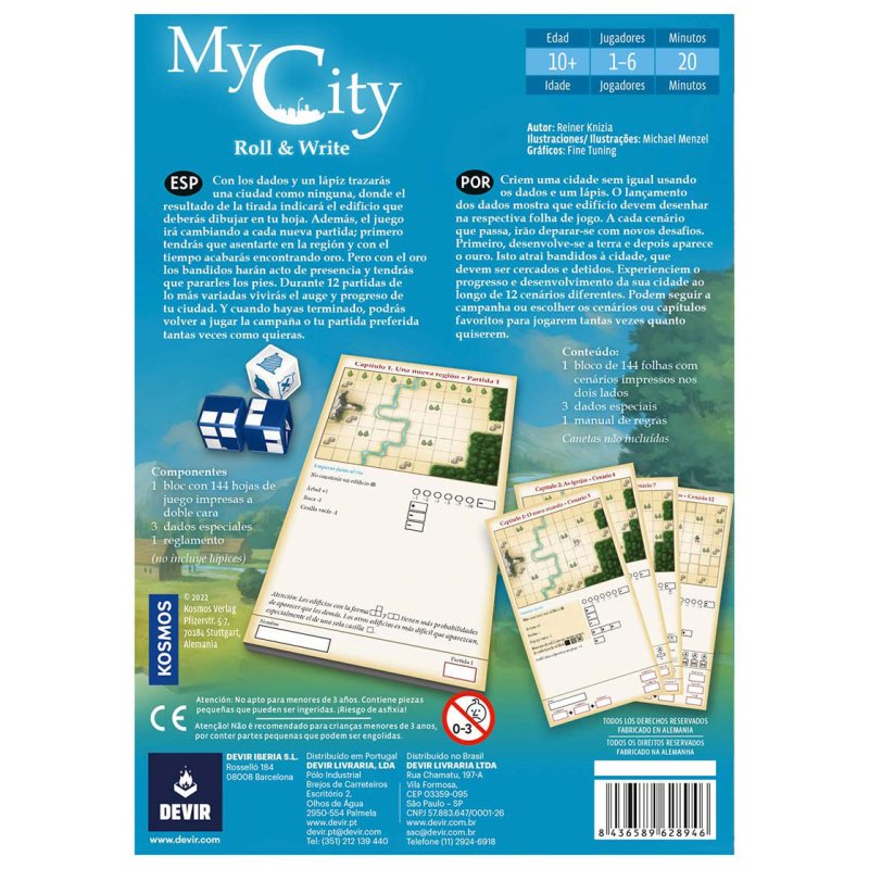 Devir My City Roll and Write Juego de Mesa | PcComponentes.com