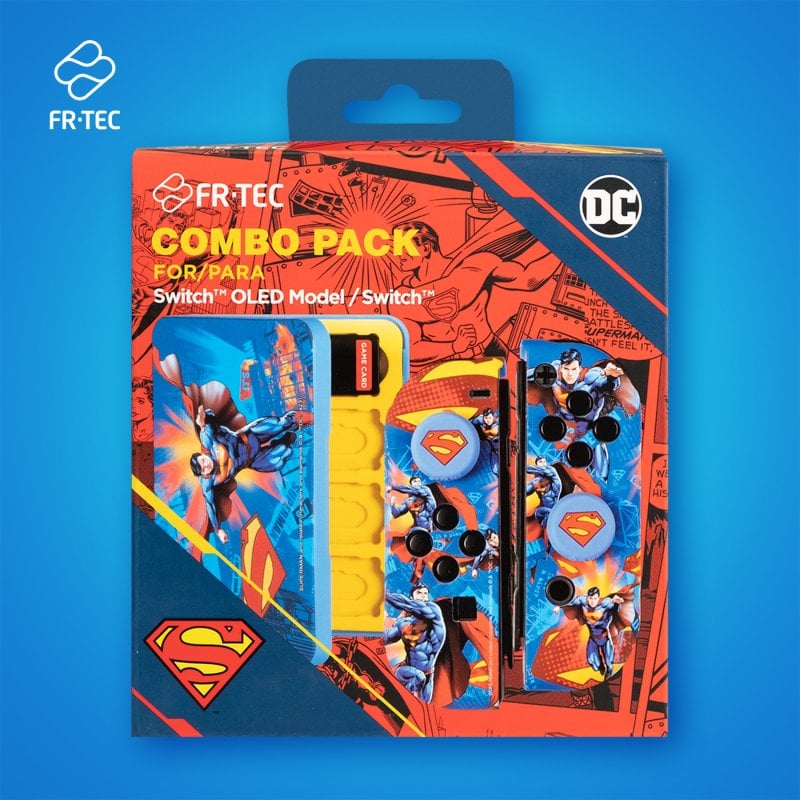 FR-TEC Superman Coques Rigides + Grips + Boite de 16 Jeux pour Nintendo ...