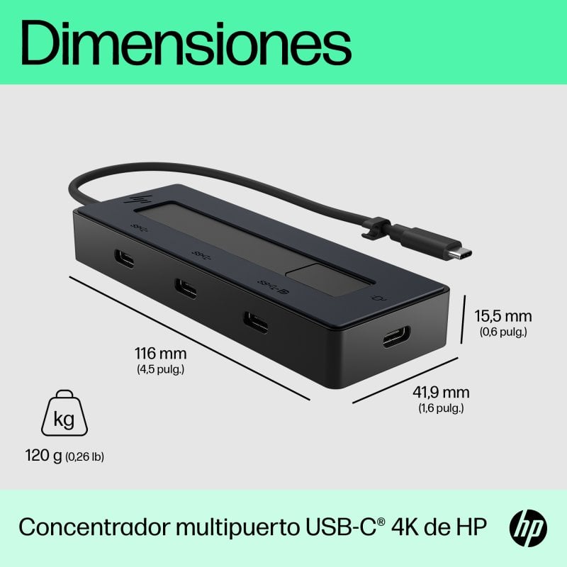 HP 6G842AA Concentrador HUB Multiportas USB-C 4K Preto | PcComponentes.pt