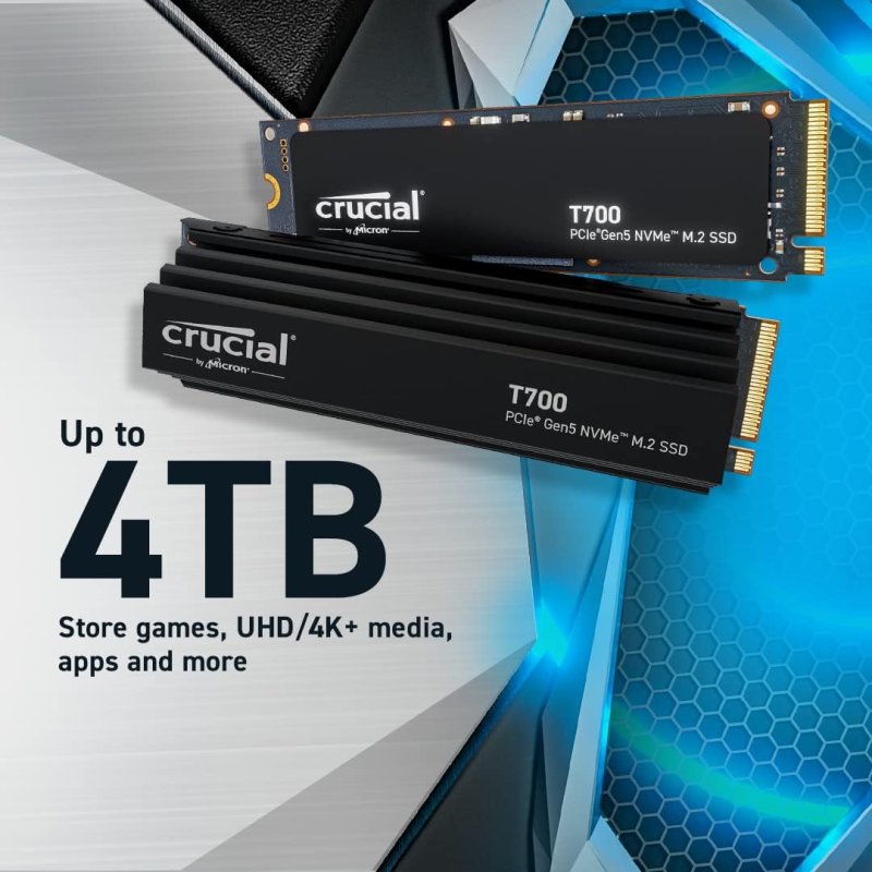 Crucial T700 2TB PCIe Gen5 NVMe M.2 SSD com Dissipador Térmico ...
