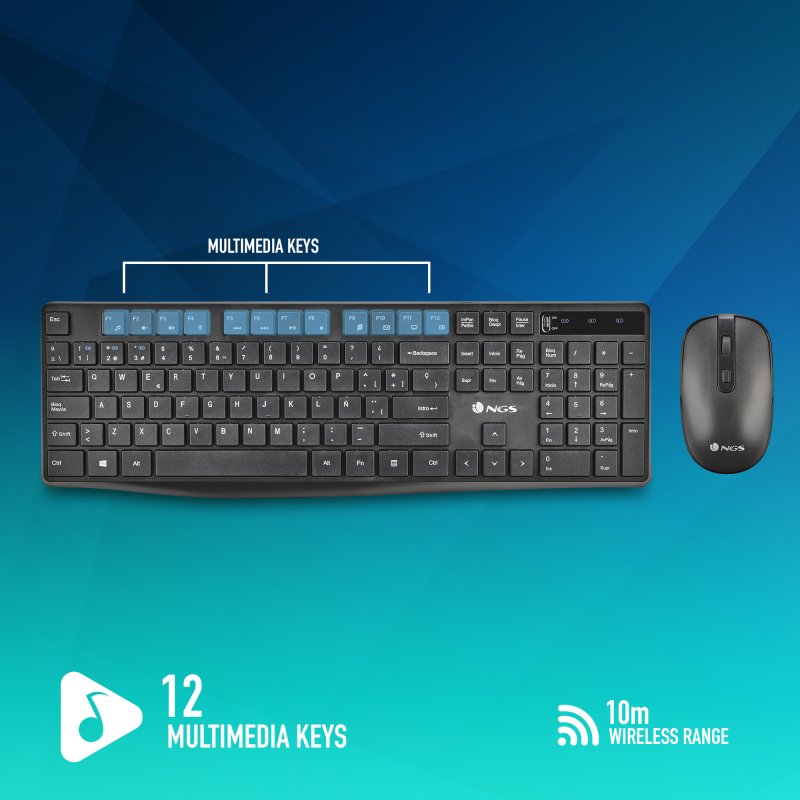 NGS HYPE KIT, QWERTY, PT clavier Souris incluse Bluetooth Portuguais ...