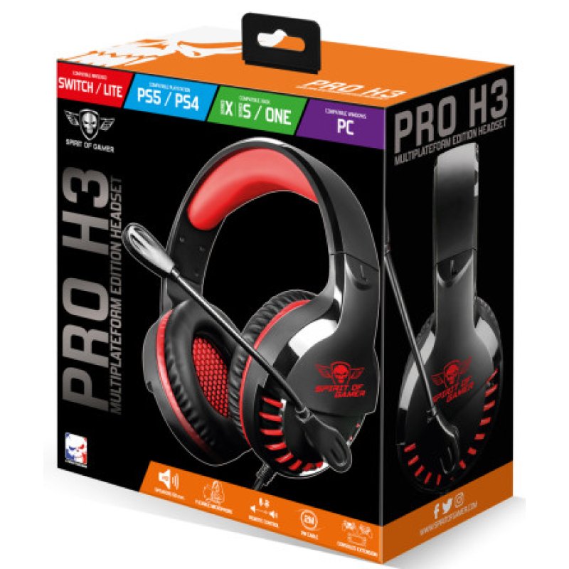 Spirit of Gamer Pro-H3 Auriculares Gaming Multiplataforma Rojo ...