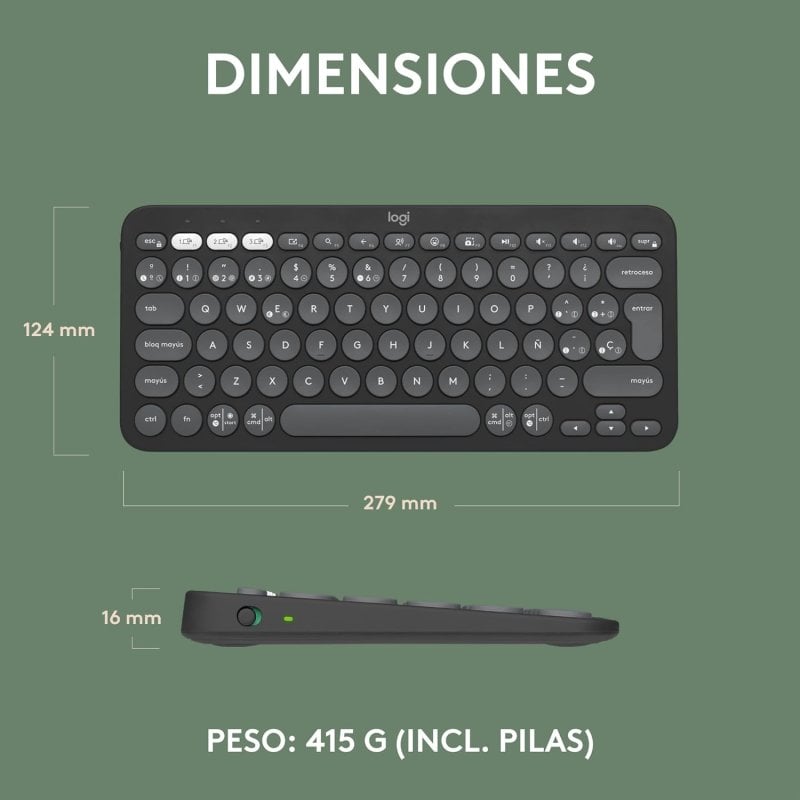 Logitech Pebble Keys 2 K380s Teclado Bluetooth Multi-Dispositivo ...