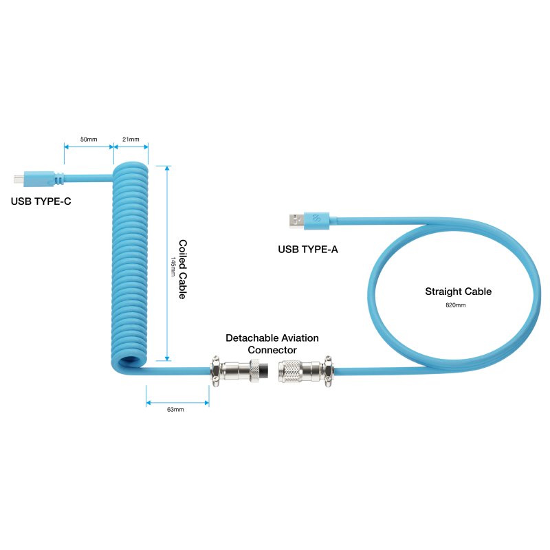 Newskill Coil Cable Cabo Espiral USB-C Azul | PcComponentes.pt