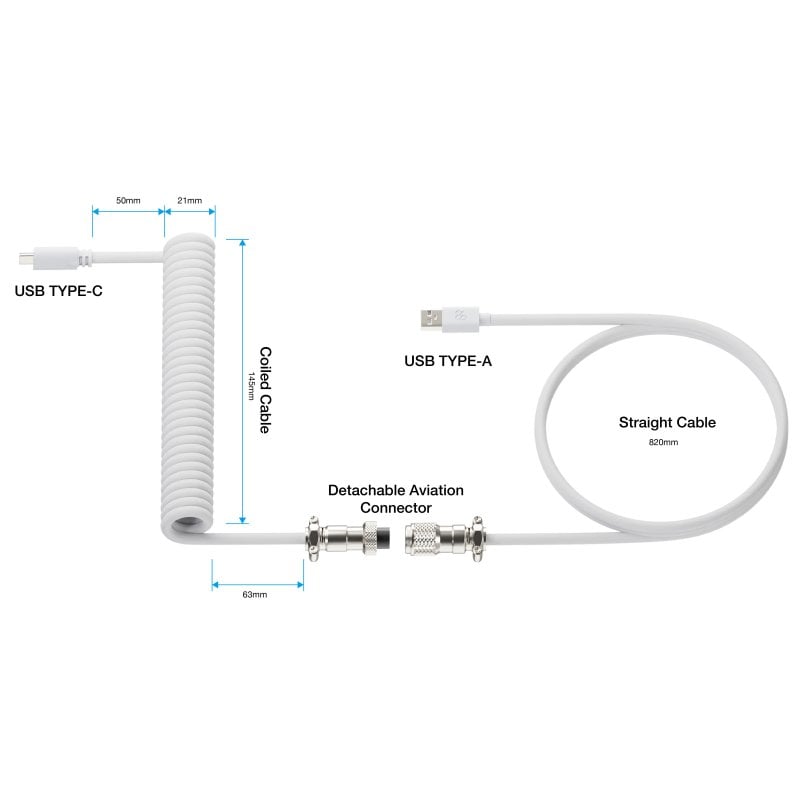 Newskill Coil Cable Cable en Espiral USB-C Blanco | PcComponentes.com