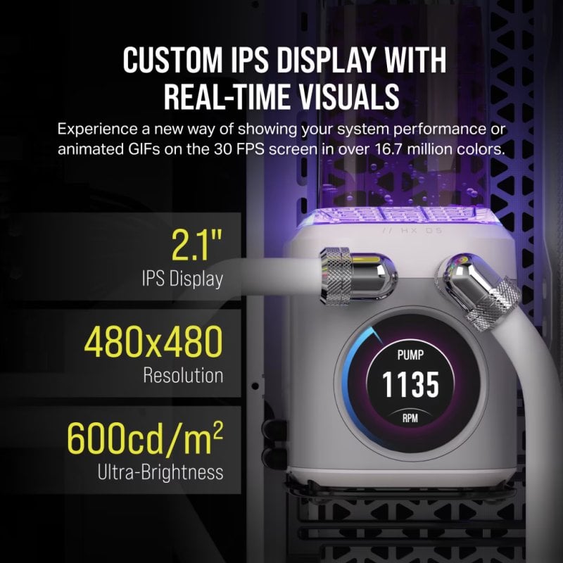 Corsair iCUE LINK XD5 RGB ELITE LCD Combo de Bomba y Depósito Blanco ...