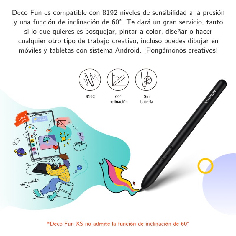 XP-Pen Deco Fun S Tableta Gráfica USB-C Negra | PcComponentes.com