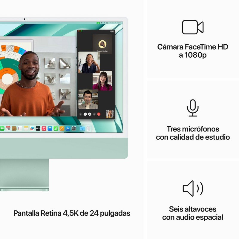 Apple iMac Apple M3/8GB/256GB SSD/10 Núcleos GPU/24" 4.5K Retina Verde ...