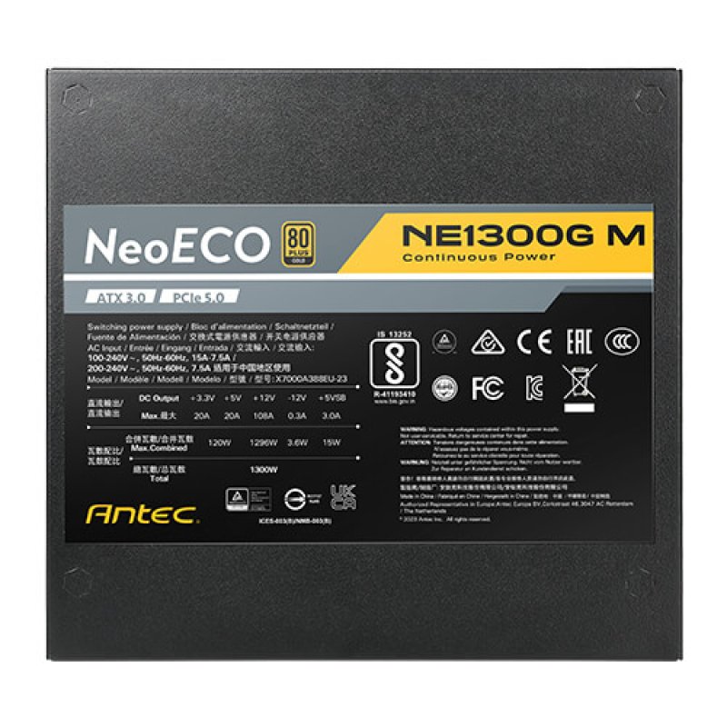 Antec Neo ECO NE1300G M ATX3.0 1300W 80 Plus Gold Modular ...