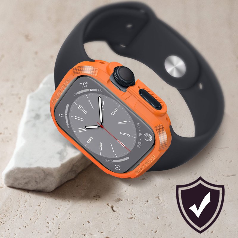 Coque Anti-Choc Avizar avec Fibre de Carbone en Orange pour Apple Watch ...