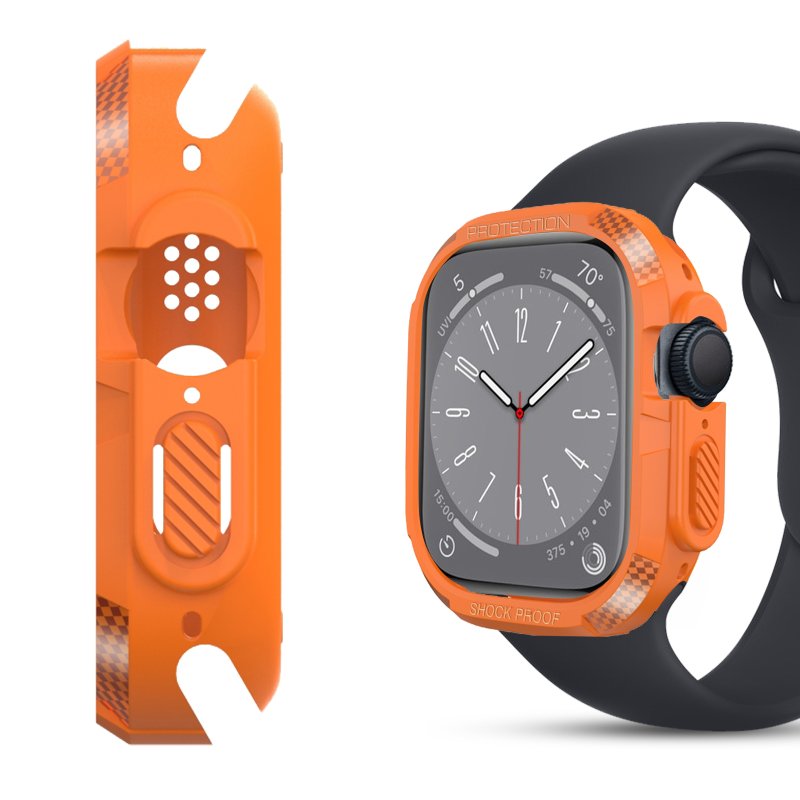 Coque Anti-Choc Avizar avec Fibre de Carbone en Orange pour Apple Watch ...