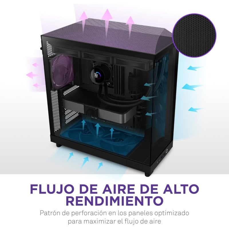 NZXT H6 Flow Mid Tower Verre Trempé USB-C Noir | PcComponentes.fr