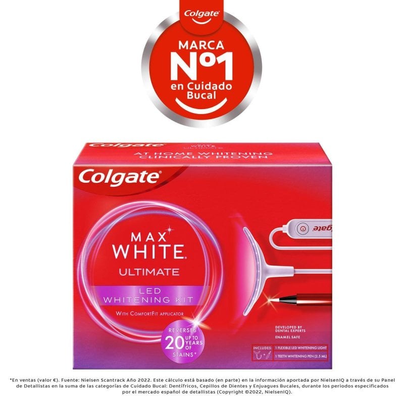 Colgate Max White Ultimate Kit de Blanqueamiento Dental LED en Casa ...