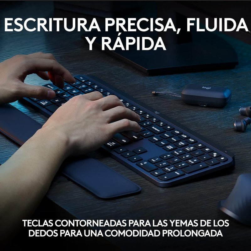 Logitech MX Keys S Teclado Inalámbrico Bluetooth de Perfil Bajo QWERTY Portugués Grafito ...