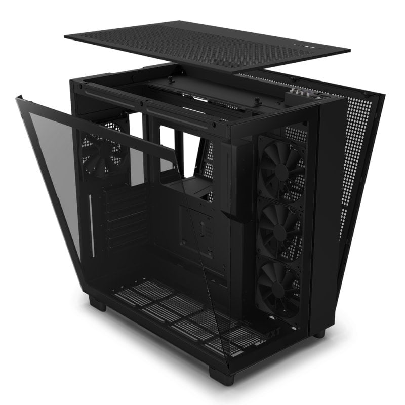 NZXT H9 Flow Mid-Tower ATX in vetro temperato USB-C/3.2 nero ...