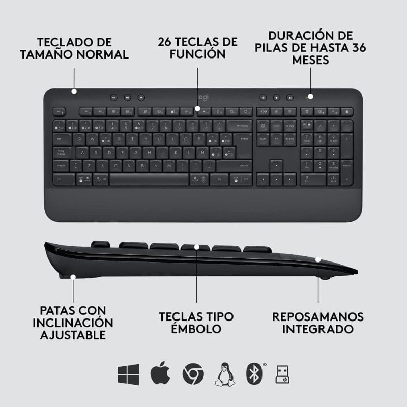 Logitech Signature MK650 Combo For Business Teclado Inalámbrico Grafito ...